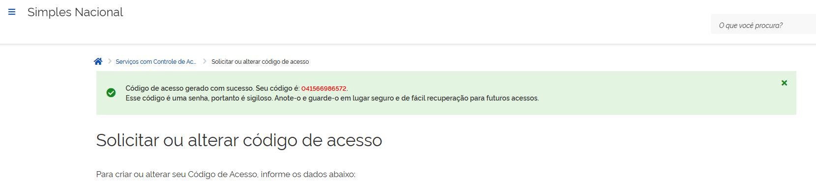 Como gerar o Código de Acesso no Portal do Simples Nacional