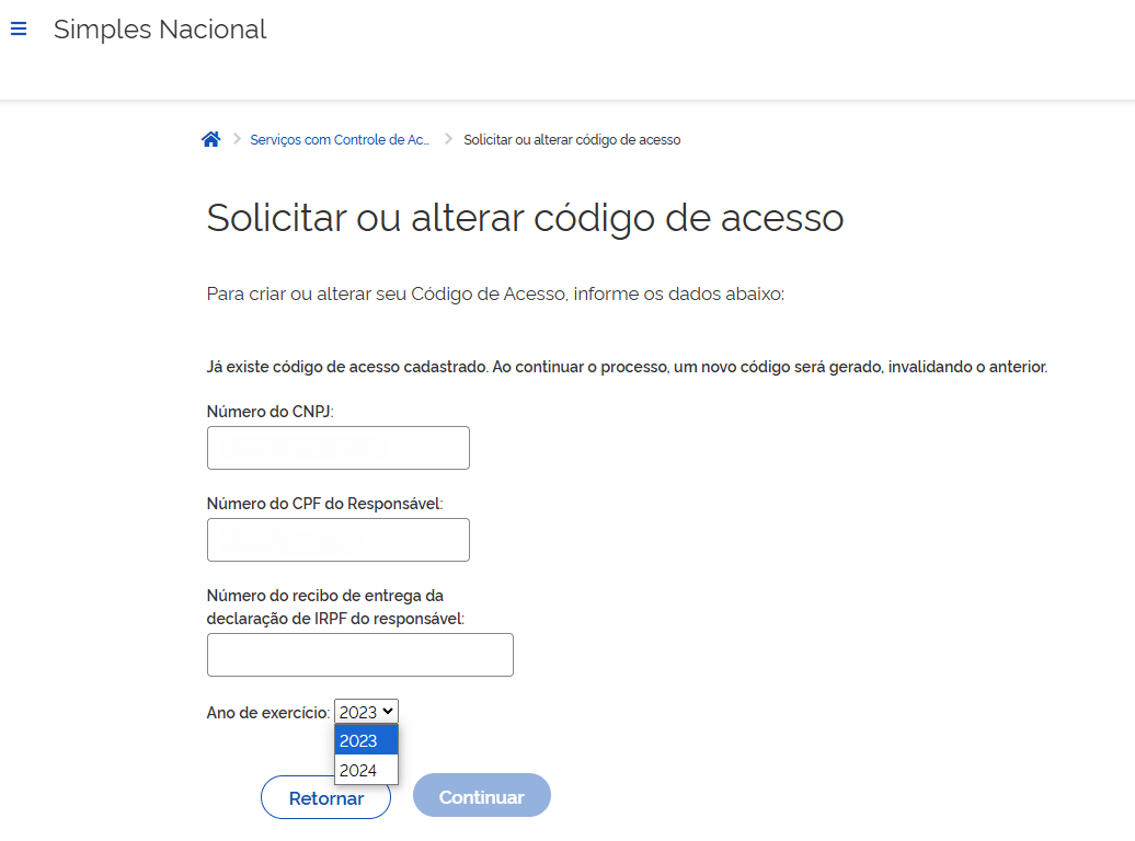Como gerar o Código de Acesso no Portal do Simples Nacional